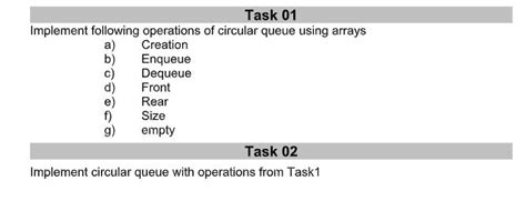 Solved Task 01 Implement Following Operations Of Circular
