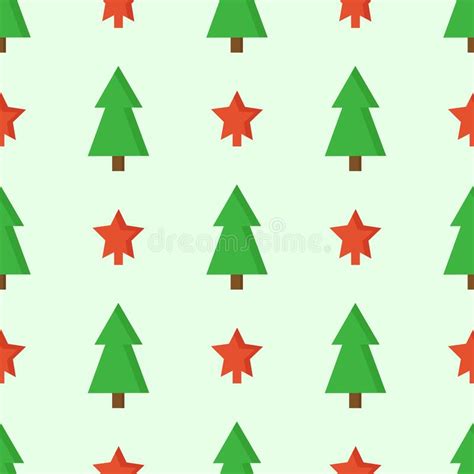 pattern of christmas tree and red star stock vector illustration of
