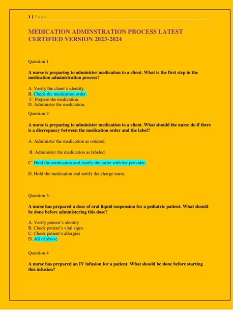 Medication Adminstration Process Latest Certified Version Medication