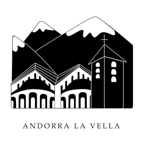 Premium Vector European Capitals Andorra La Vella Black And White