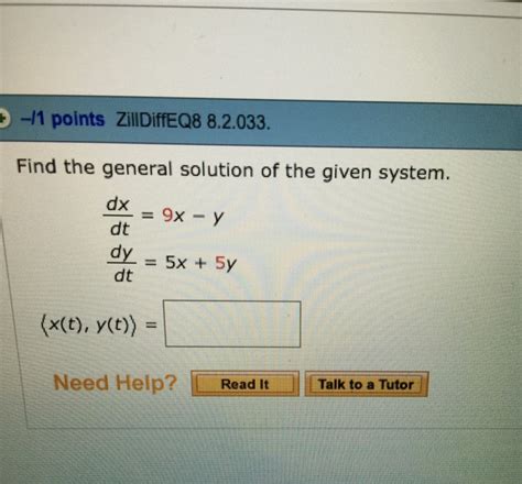 solved find the general solution of the given system dx dt