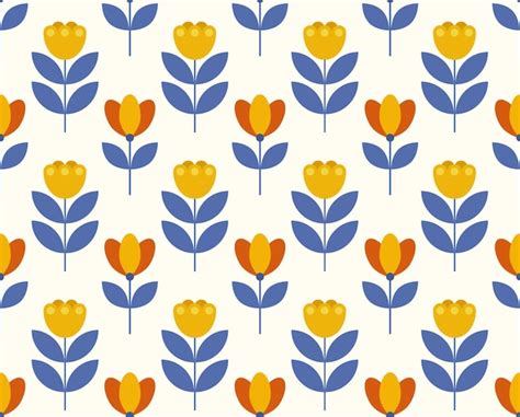 Modern Folk Floral Pattern Premium Vector