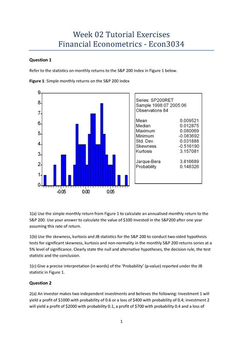 econ3034 tutorial week02 1 week 02 tutorial exercises financial econometrics econ question 1
