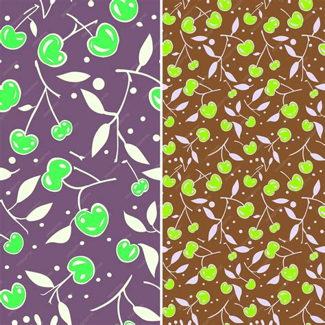 Different Colors Of The Same Pattern With Green Apples And Leaves