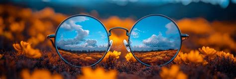 Focused Perspective Through A Pair Of Eyeglasses Clear Vision Through