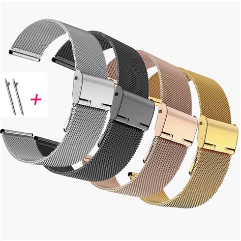 Universal Milanese Loop Strap 18mm 20mm 22mm Silver Metal Stainless