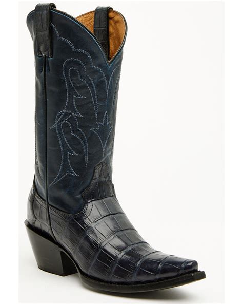 Shyanne Womens Aspen Exotic American Alligator Western Boots Snip Toe Navy