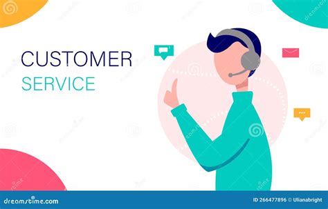 Customer Service Landing Page Call Center Assistant Man Operator Advising Clients Stock