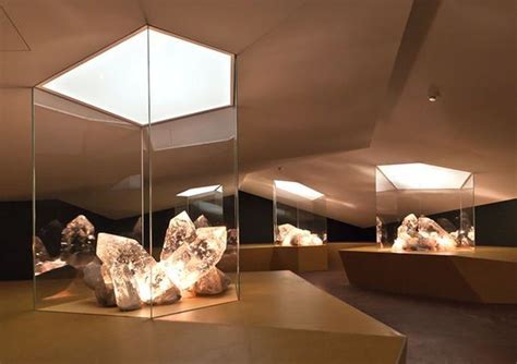 Museum Exhibition Design With Illuminated Rock Display Museum Rock