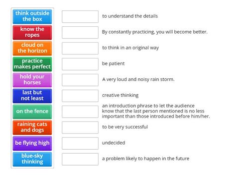 Idomatic Expressions Adv 2 Match Up