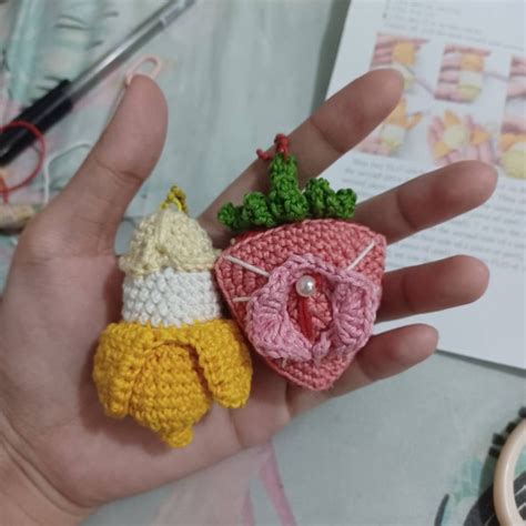 Sexy Fruits Crochet Pattern Amigurumi Penis And Vulva Keychain Pdf