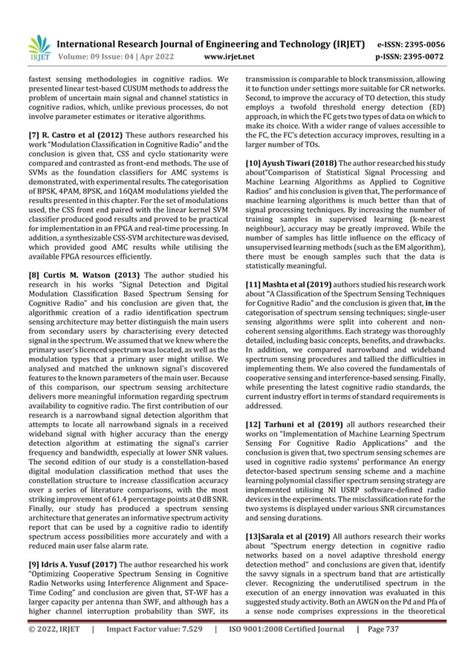 Signal Classification And Identification For Cognitive Radio A Review