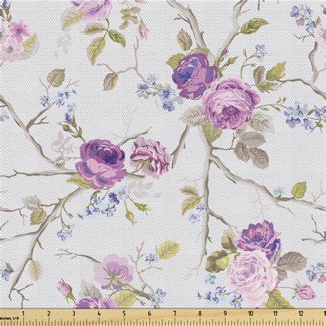 Ambesonne Vintage Rose Fabric By The Yard Upholstery Soft Pastel