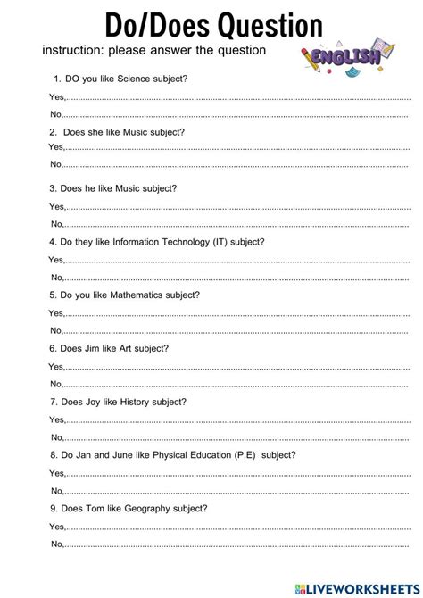 Do Does Free Online Worksheet Live Worksheets