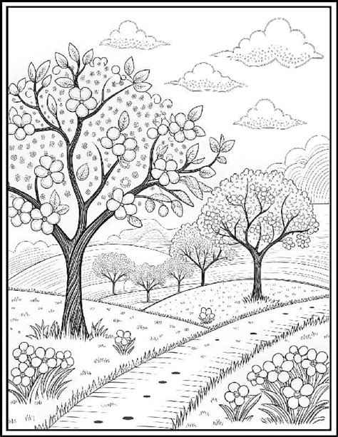 Posters Of Nature Beautiful Coloring Pages Featuring Scenic Landscapes