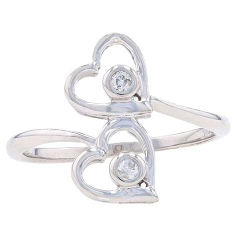 White Gold Diamond Two Stone Bypass Ring 14k Round Brilliant Two