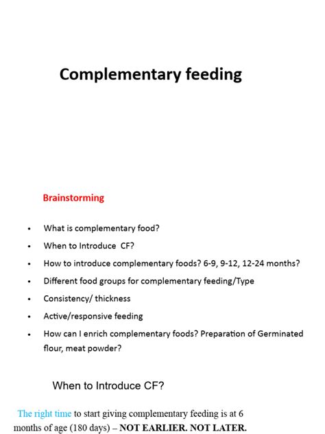Complementary Feeding Pdf Staple Foods Vegetables