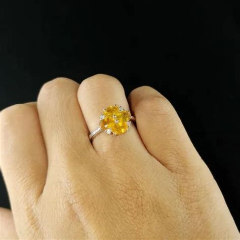 925 Sterling Silver Oval Cut Natural Yellow Sapphire Ring At ₹ 138125