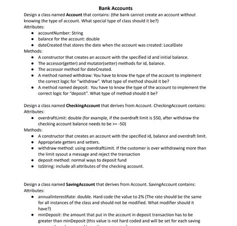 Solved Bank Accounts Design A Class Named Account That
