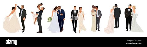 Set Of Different Wedding Couples Vector Isolated Stock Vector Image