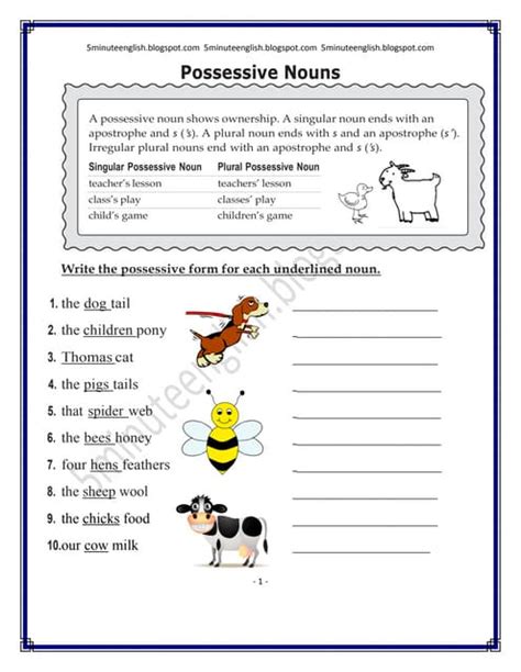 Possessive Nouns Worksheet