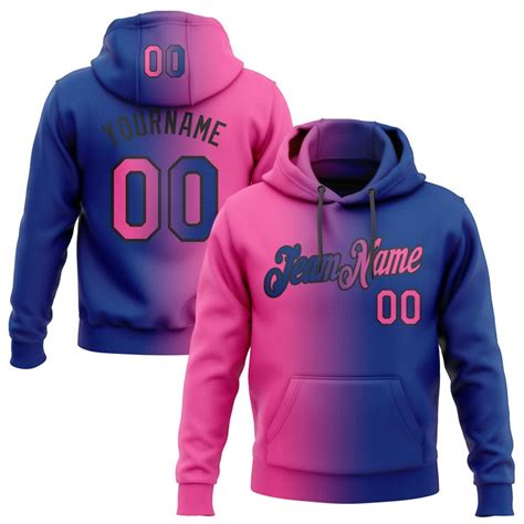 Custom Stitched Royal Pink Black Gradient Fashion Sports Pullover