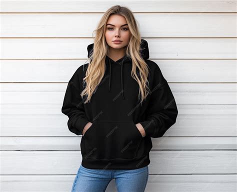 Realistic Black Hoodie Mockup Featuring A Model For Apparel Branding