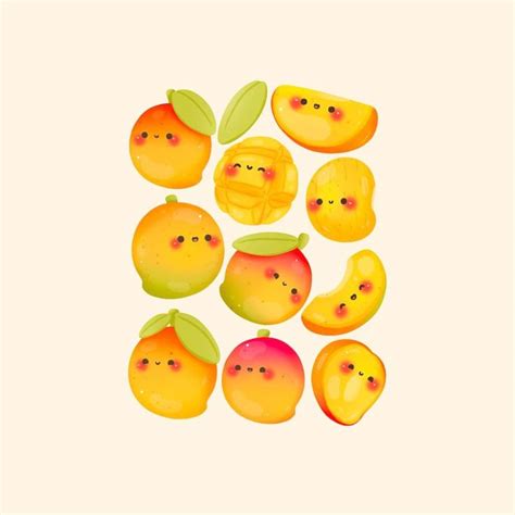 Buy Cute Kawaii Printable Mangoes Clipart Commercial Use Png Online