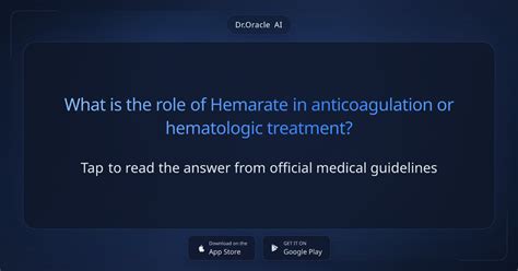What Is The Role Of Hemarate In Anticoagulation Or Hematologic Treatment