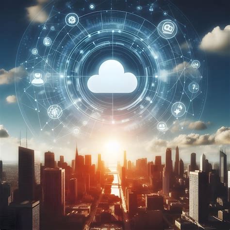 Premium Photo Photo Real For Cloud Computing Icon On Skyline Silhouette Background In Digital