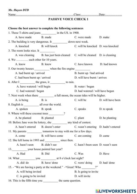 Passive Voice Worksheets Printable Exercises Pdf Handouts Agendaweb Org
