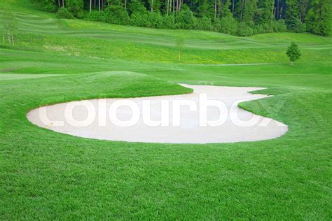 Golf Sand Trap On The Green Grass Stock Image Colourbox