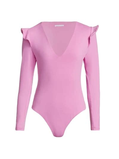 Susana Monaco Plunging V Neck Flutter Bodysuit In Bubble Modesens