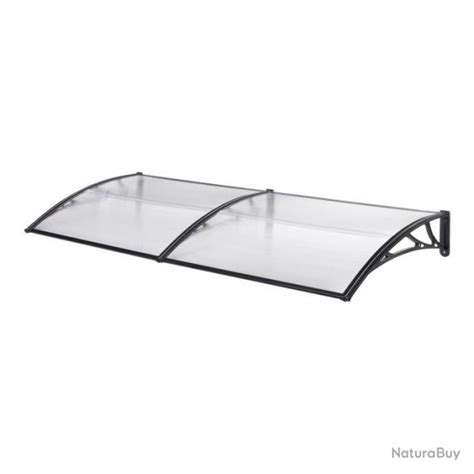 Auvent De Porte Dentrée Design Marquise Daccueil Résistante Aux Intempéries 240 X 80 Cm Noir