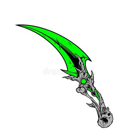 Green Fantasy Skull Dagger Stock Vector Illustration Of Line 267726447