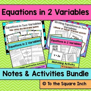 Writing Equations In Variables Notes And Activities TpT