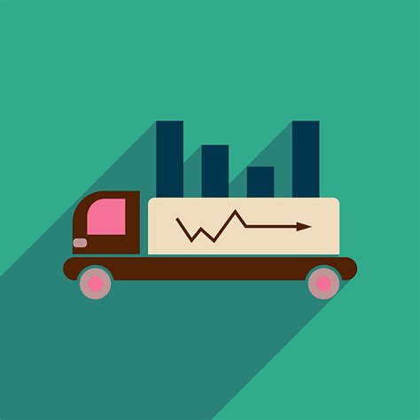 긴 그림자 자동차 차트 벡터와 플랫 웹 아이콘 Ai Eps Uidownload