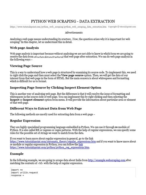 Python Web Scraping Data Extraction Pdf World Wide Web Internet And Web