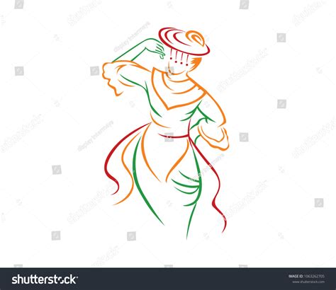 Colorful Costume Silhouette Batavia Dancer Stock Vector Royalty Free