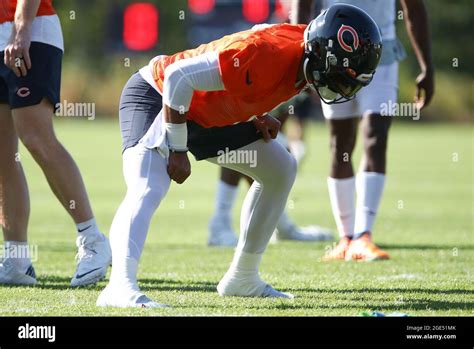 Chicago Bears Quarterback Justin Fields 1 Stretches During Training