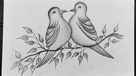 Pencil Sketch Of Love Birds