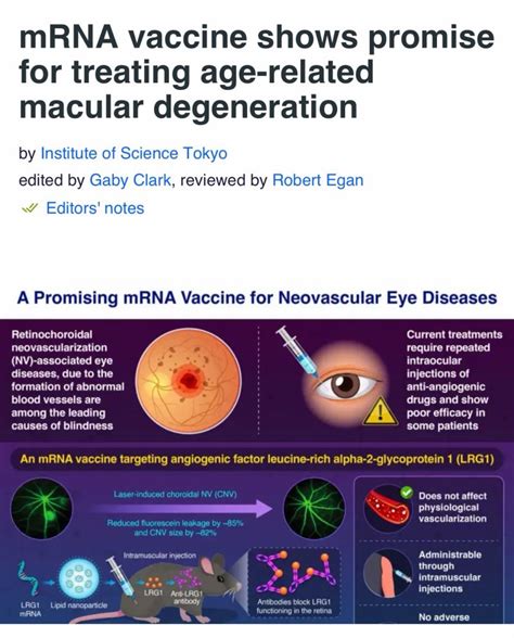 Mrna Vaccine Shows Promise For Treating Age Related Macular