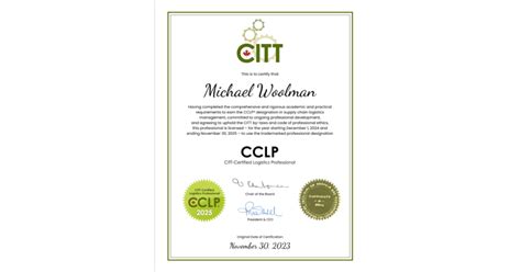 Mike Woolman Cclp On Linkedin Citt Certified Logistics Professional • Michael Woolman • Citt