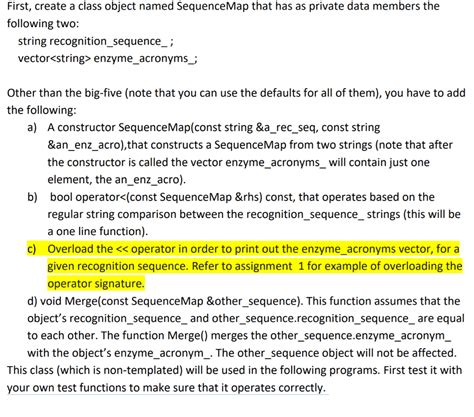 First Create A Class Object Named SequenceMap That Chegg Com