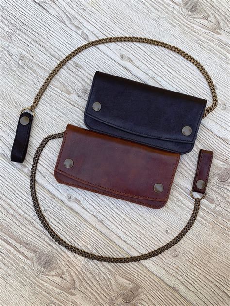 Wallet With Chain Leather Biker Wallet Trucker Wallet Chain Etsy