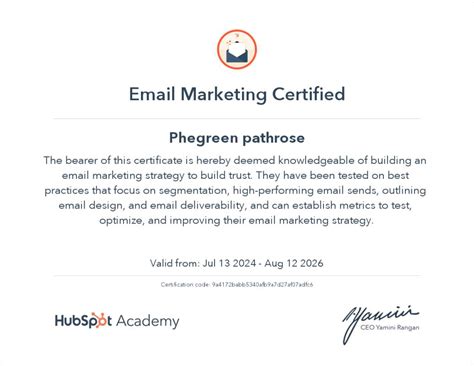phegreen pathrose on linkedin hubspot academy email marketing