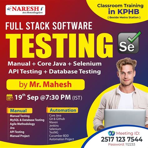 Free Demo On Full Stack Software Testing By Mr Mahesh Esram Tejasri