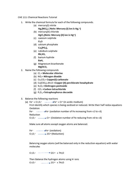 Chemical Bonding Tutorial Solutions Pdf Redox Nitrogen