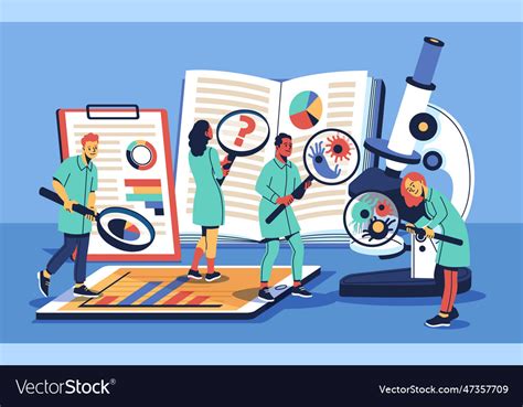 People With Magnifying Glass Scientists Team Vector Image