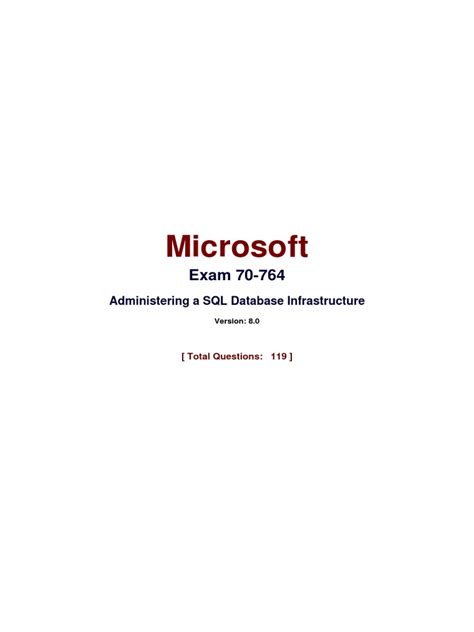 Sql Server 70 764 Practice Test Guide Pdf Microsoft Sql Server